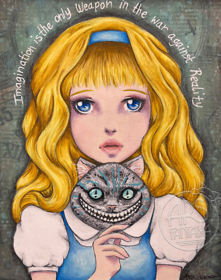 ORIGINAL 8x10" Mixed Media, I AM ALICE, Alice In Wonderland Inspired ...