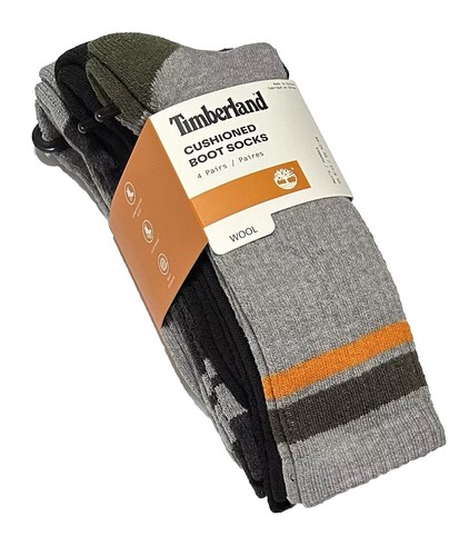 Timberland 4-Pair Men's Cushioned Boot Socks Gray/Black 193159215200 ...