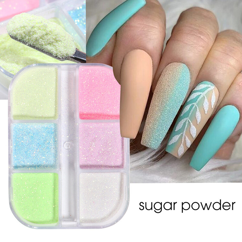 6Pcs /Set Luminous Pigment Nail Art Powder Neon Polish Glitter Glow In ...