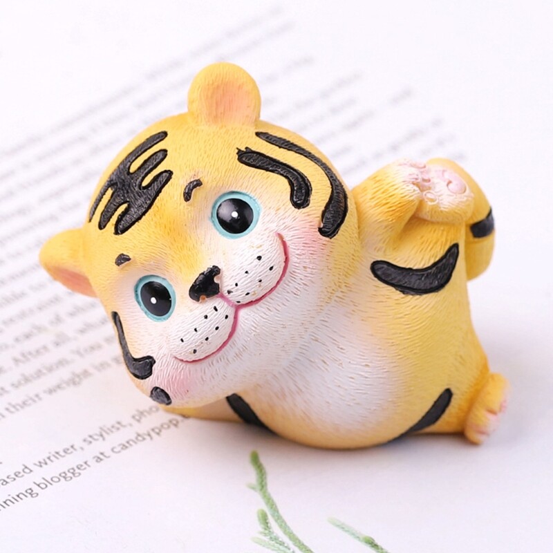 4 Pcs Cute Tigers Resin Statue Crafts Mini for Doll Figurines Sculpture ...