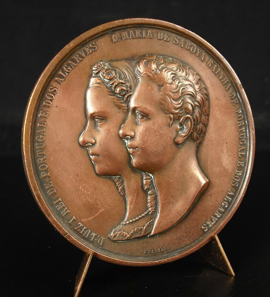 Medal Portugal 1862 Wedding Maria Pia de Savoie & Louis Ier SC Canzani ...