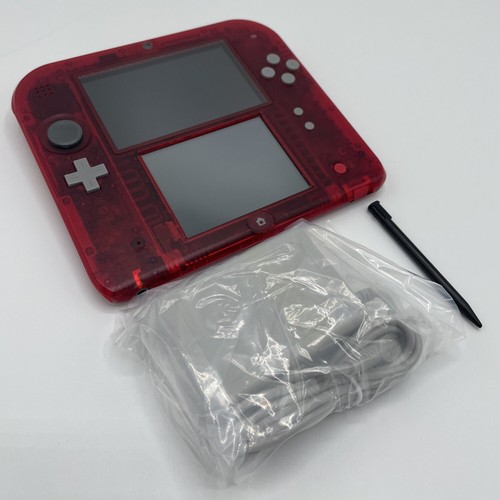 Nintendo 2DS Crystal Red Handheld FTR-001 Console With Charger TESTED ...