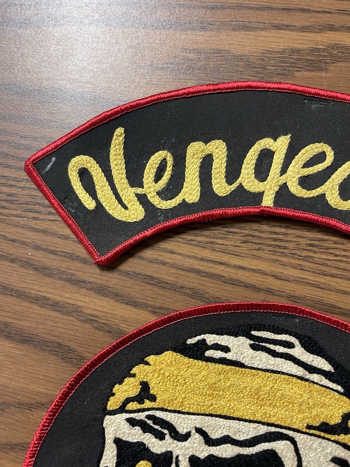Large Vintage MC Motorcycle Club Patch Cut Set Embroidery Vengeance ...