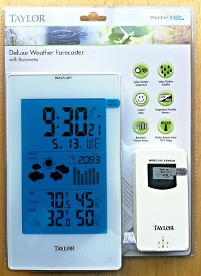 Taylor Precision Digital Deluxe Weather Forecaster White w/ Barometer ...