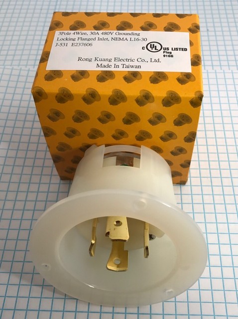 3 Units NEMA L16-30 Flanged Inlet 4 Wire 30a 480v UL Listed for sale ...