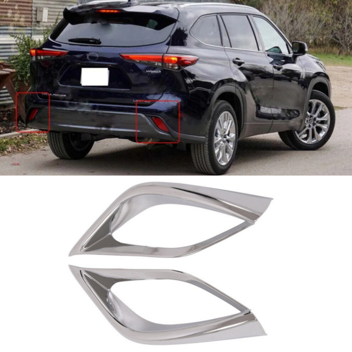 For Toyota Highlander Kluger Chrome Rear Bumper Reflector Fog Light ...