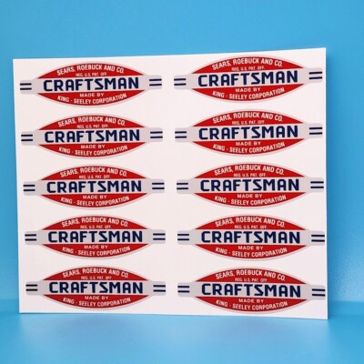 2.25 Inch CRAFTSMAN TOOLS KING SEELEY x 10 DECALS, Vintage Style Vinyl ...