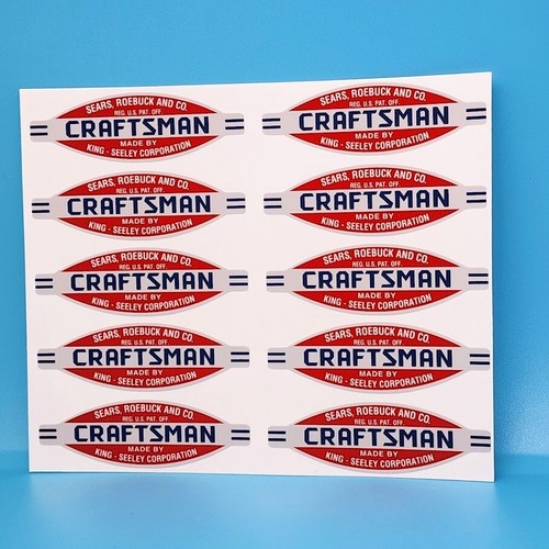 2.25 Inch CRAFTSMAN TOOLS KING SEELEY x 10 DECALS, Vintage Style Vinyl ...