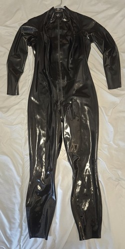Libidex Latex Rubber Princess Catsuit Front Zip Black Size XL Petite ...
