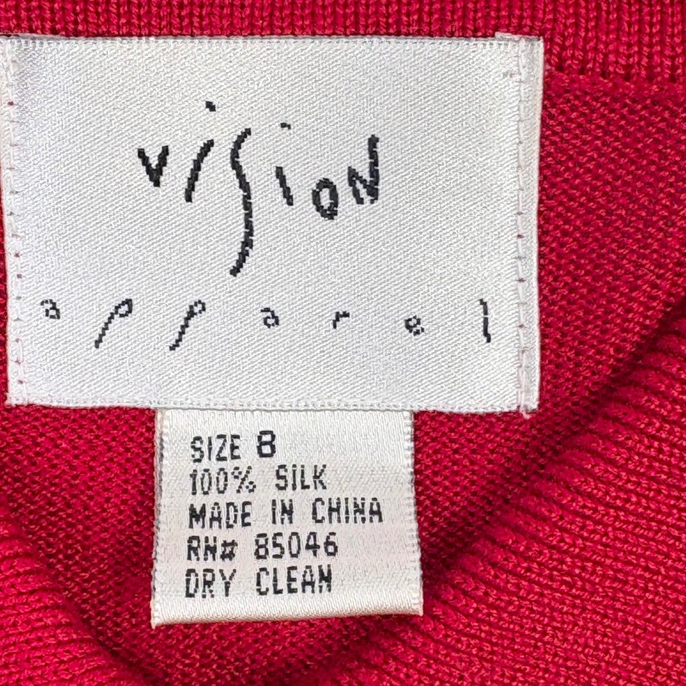 Vision Apparel Red 100% Silk Knit Button Front Long Sleeve Cardigan ...