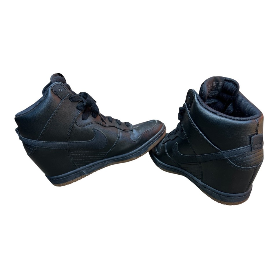 Nike Dunk Sky Hi Essential Black Leather Hidden Wedge Sneakers Shoes | eBay