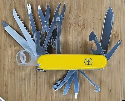 Victorinox 91mm Yellow Plus Scales Swiss Champ SAK Multi-Tool Complete ...