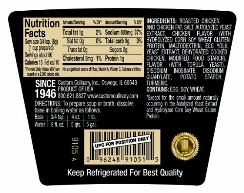 Custom Culinary Gold Label Base Savory, Roasted Chicken, 1 Pound | eBay