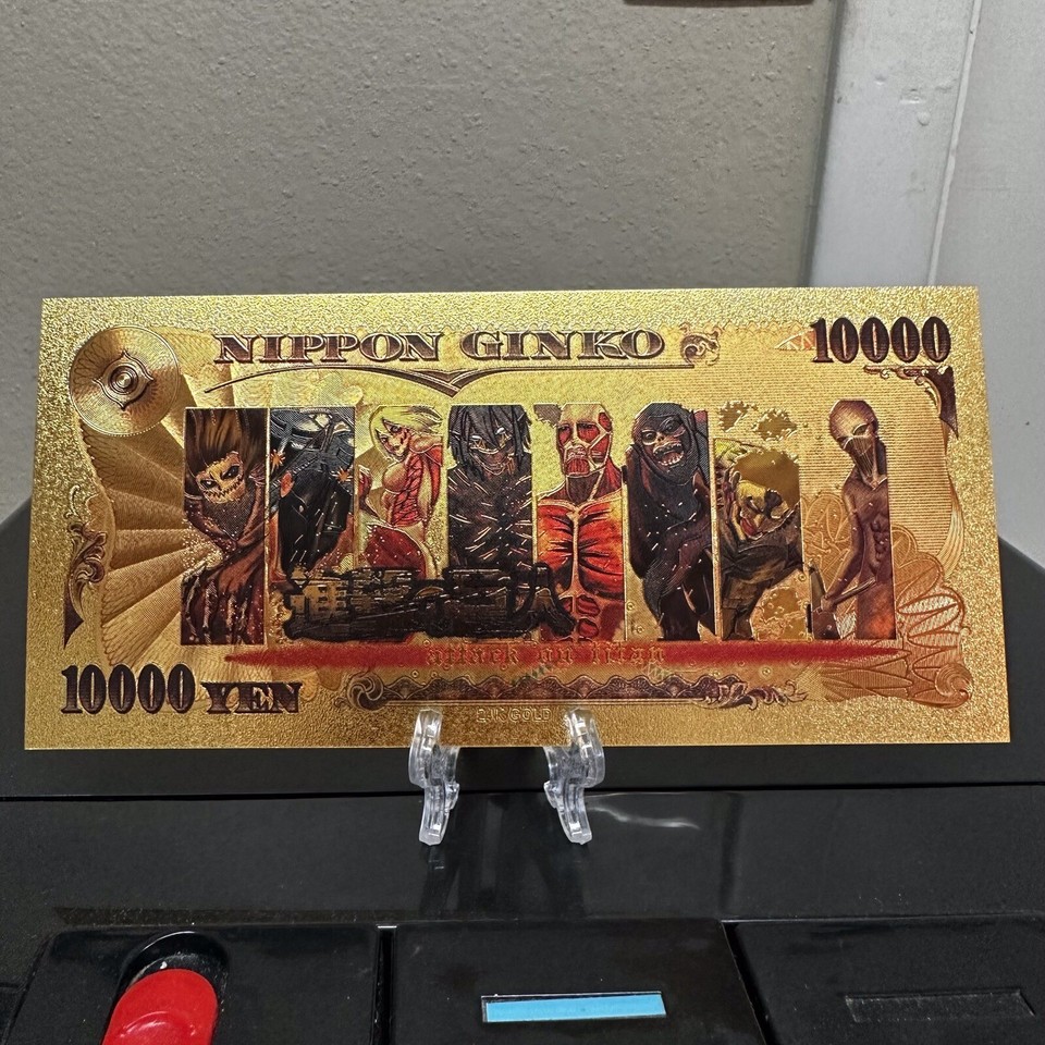 24k Gold Foil Plated Founding Titan Attack On Titan Banknote Anime ...
