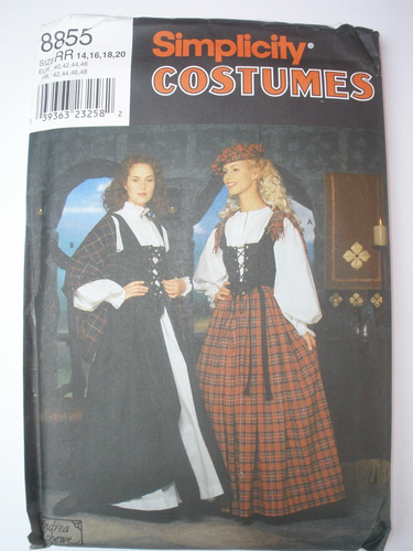 SIMPLICITY 8855 Celtic Scottish Highlander Wench DRESS SEWING PATTERN ...