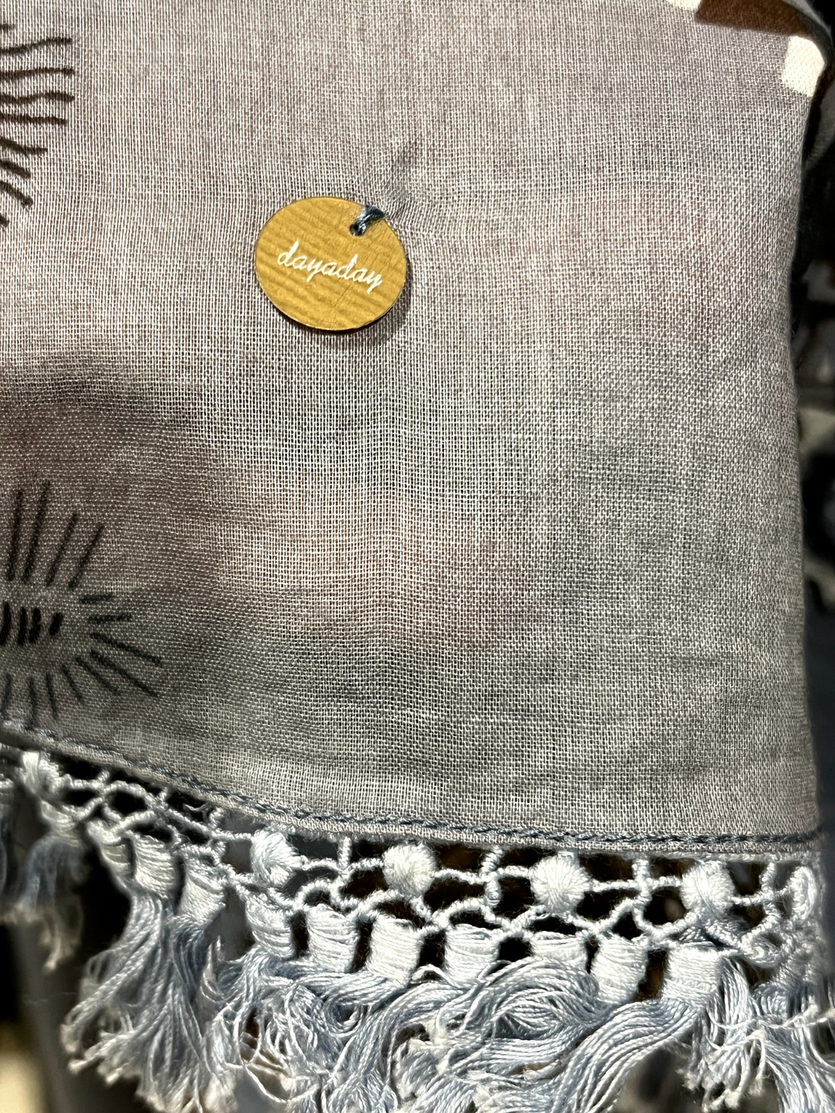 dayaday 100% Cotton Blue Flower & Stripe Print SCARF… - Gem