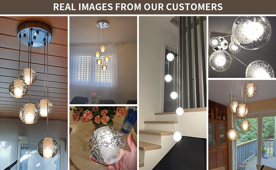 Modern G4 LED Bubble Crystal Round ball Ceiling Light Room Stair ...
