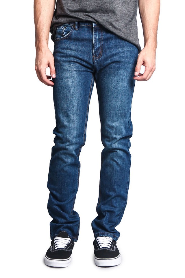 Victorious Men's Premium Washed Denim Pants Skinny Fit Stretch Jeans ...