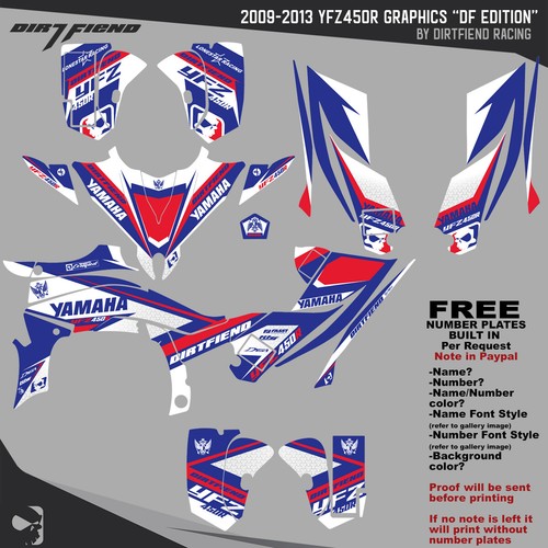 YFZ450R Graphics 2009-2013 DFR DF Edition Red White Blue Full Wrap YFZ ...
