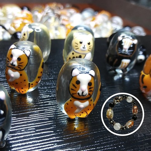 Glass Cat Beads Hand painted Cat Variety mix color Oval 20 pcs DIY ...