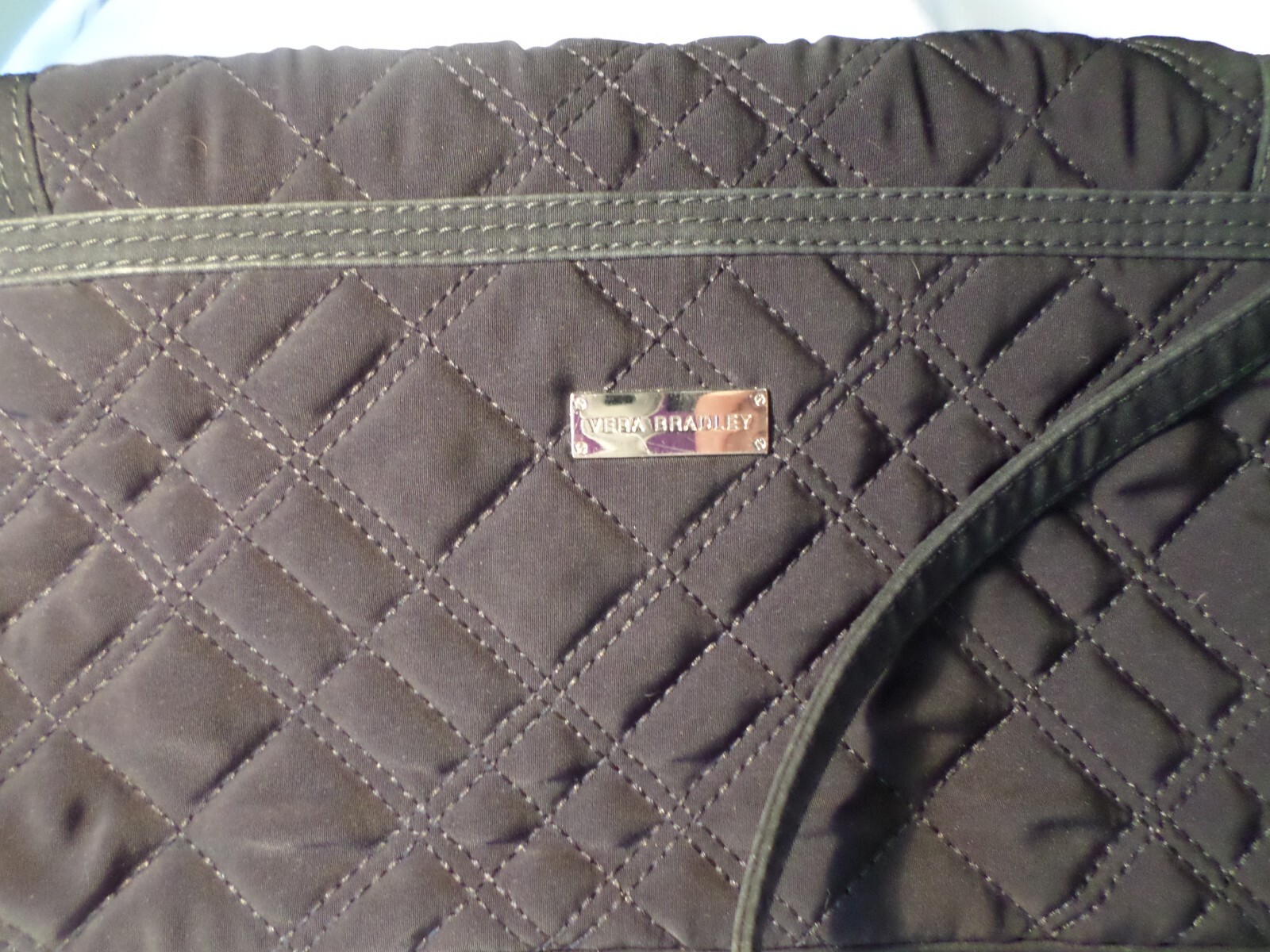 Vera Bradley Black Quilted Microfiber Zebra Lining Shoulder Bag Handbag ...