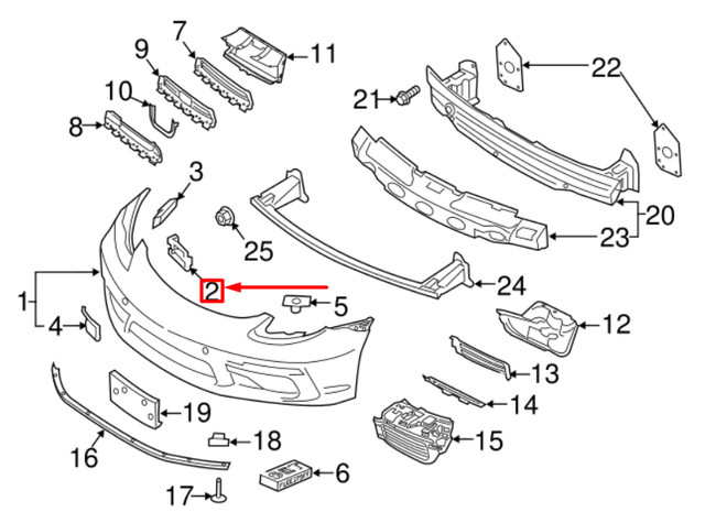 Porsche Front Bumper Cover Support Genuine OEM 98750571900 for sale ...