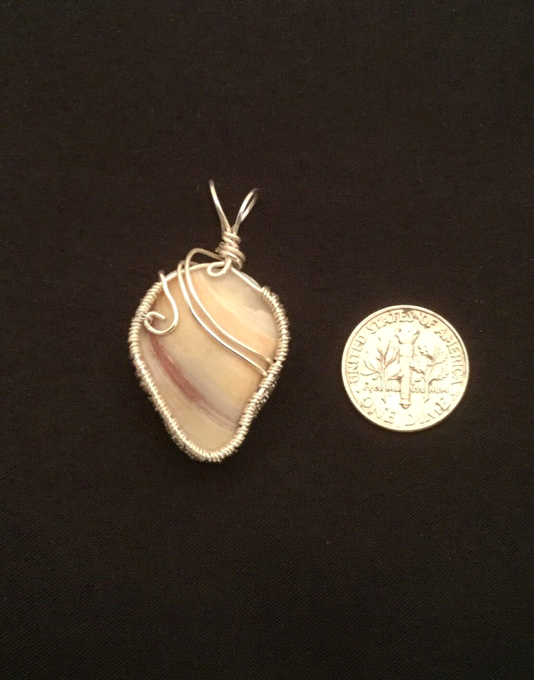 Sterling Silver SS Shell Pendant Wire Wrapped Artisan Hand Crafted ...