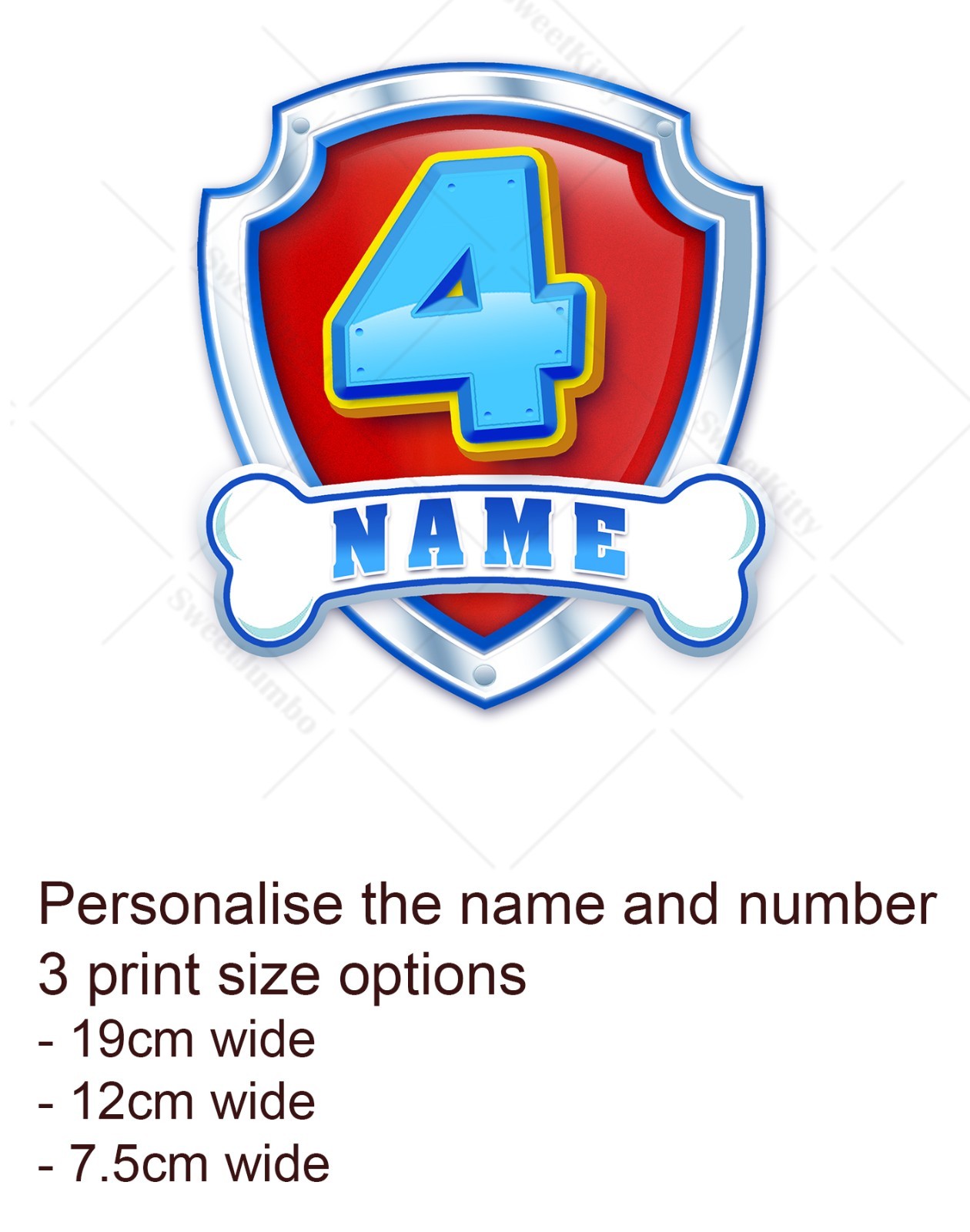 Paw Patrol Cake Topper Badge Logo Decoration Personalised Edible Icing ...