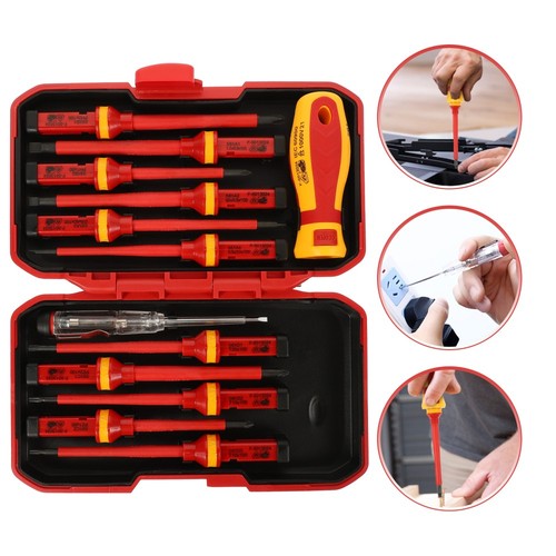 13 Pcs Insulating Screwdriver Set Electrical Tools Insulated ...