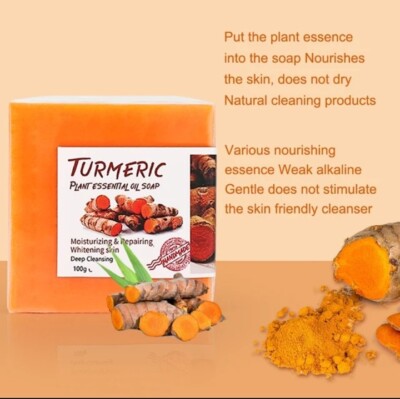 3 Bars Tumeric Soap Acne Dark Spots Removal Skin Whitening Body ...