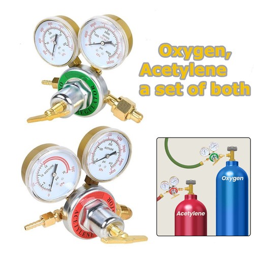 Solid Brass Oxygen & Acetylene Regulators Welding Fit Victor Gas Gauges ...