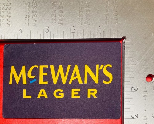 McEWAN'S lager ALIVE & KICKING 4.5 X 3 INCH RECTANGLE BEER COASTER RARE ...