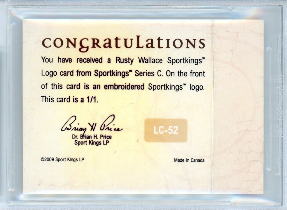 2007 SPORTKINGS RUSTY WALLACE LOGOS #52 EMBROIDERED SK LOGO - GRADED ...