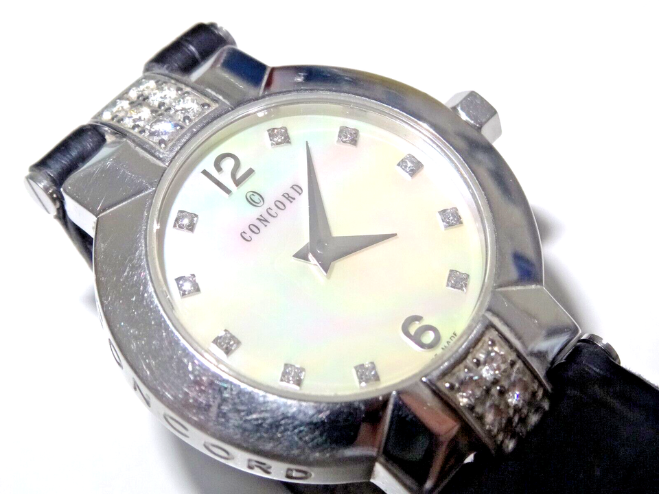 27mm Concord La Scala 5pt MOP Diam Dial S/S Watch 14.G4.1853S 12pt ...