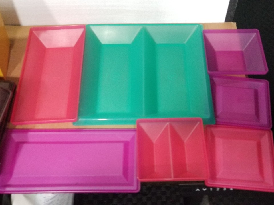 Vintage TUPPERWARE Get Together Veggie TRAY SERVER SET #1385 7 PIECE ...