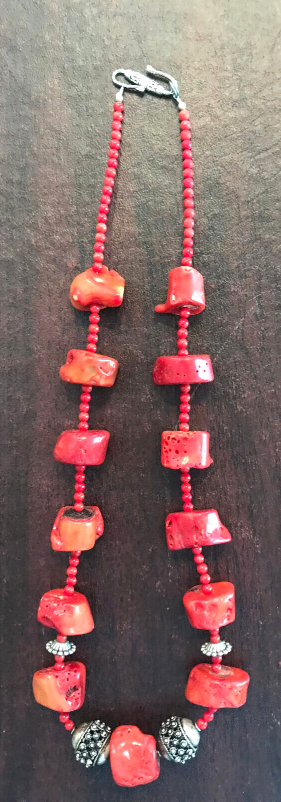 VINTAGE GENUINE CHUNKY SALMON RED CORAL BEADS WITH EM… - Gem