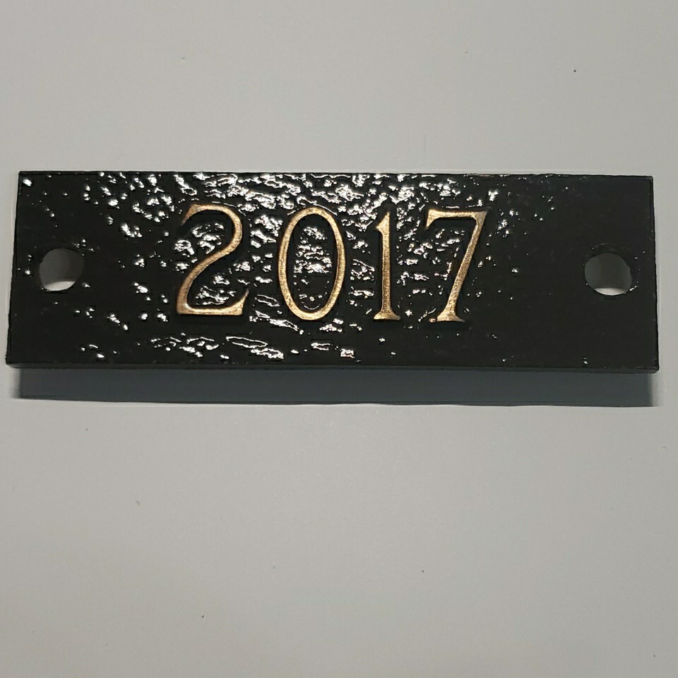 2017 Headstone Monument Date Plate Cast Bronze 1-1/4" x 4" Replacemt Yr ...