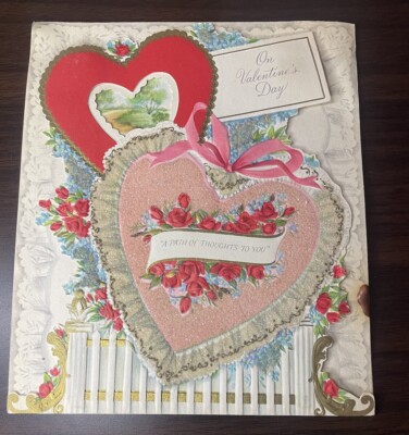 Vintage Hallmark Valentine’s Day Card Hearts Roses 7”x5.5” | eBay