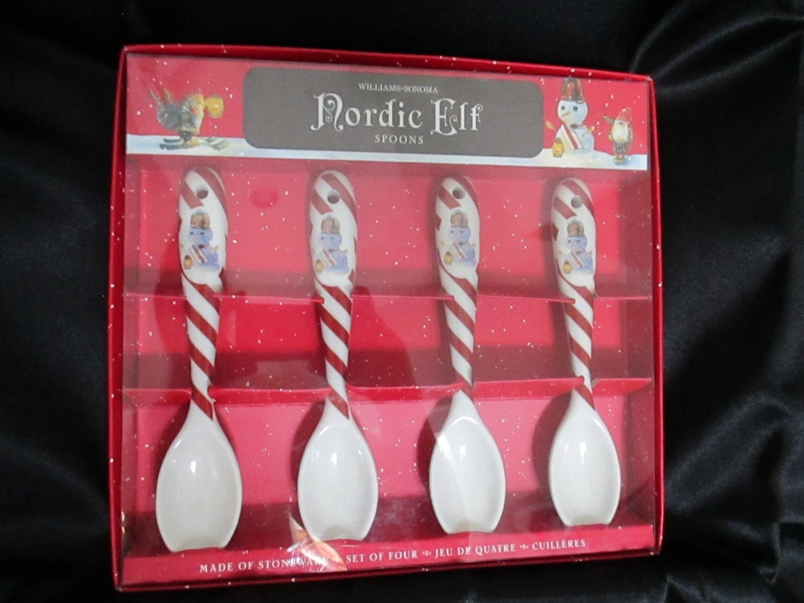 Williams Sonoma Nordic Elf Stoneware Spoons Snowman Set of 4 NIB | eBay