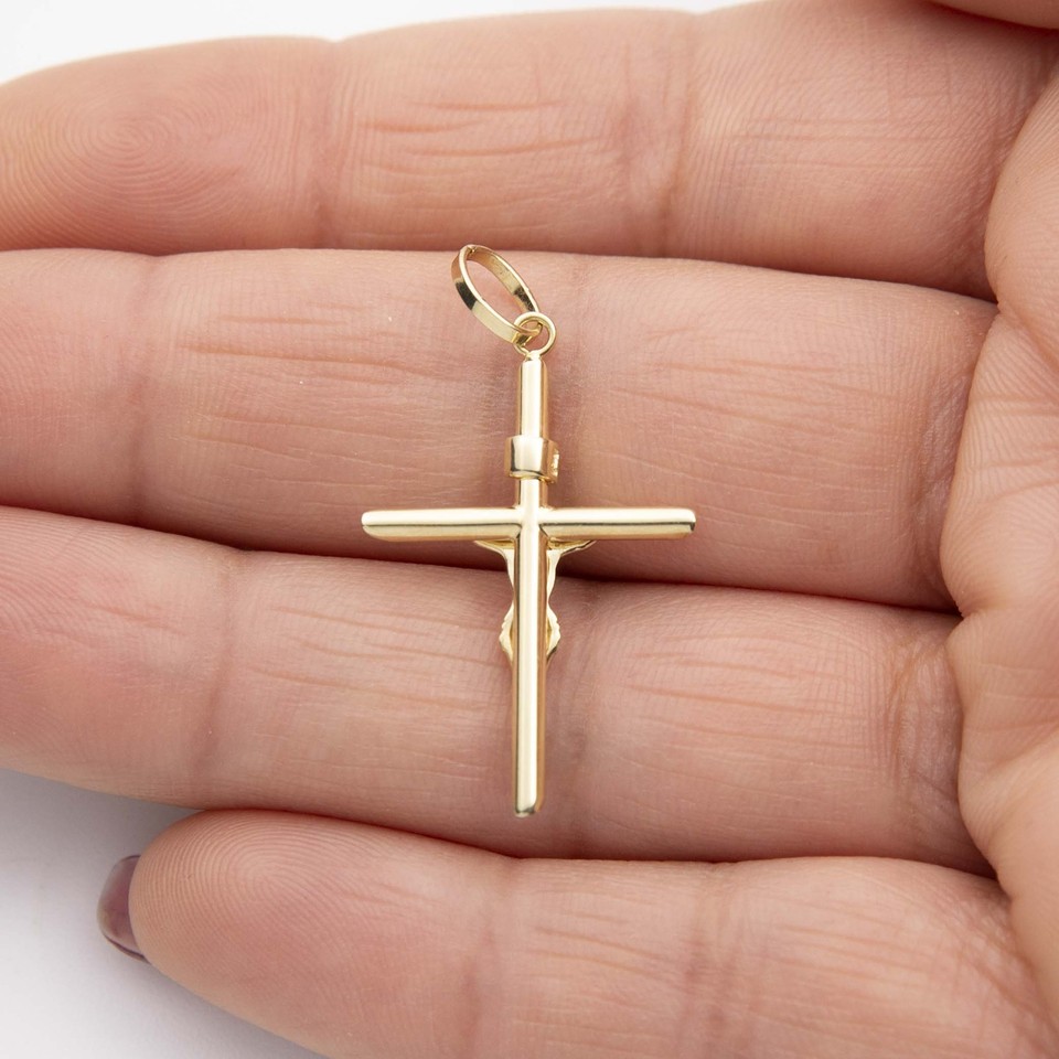 1 3/8" Jesus Crucifix Cross INRI Pendant Real 10K Yellow Gold | eBay