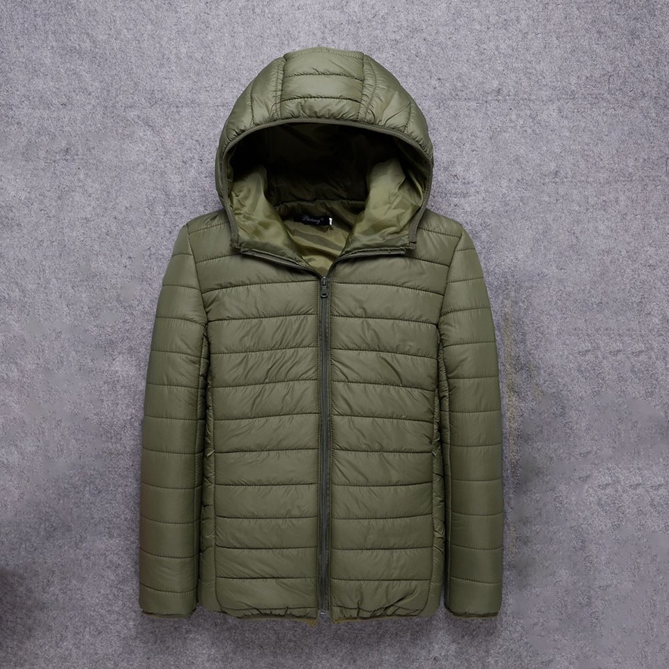 Thickened Winter Coat Mens Down Jacket Down Cotton Filling Long Sleeve ...