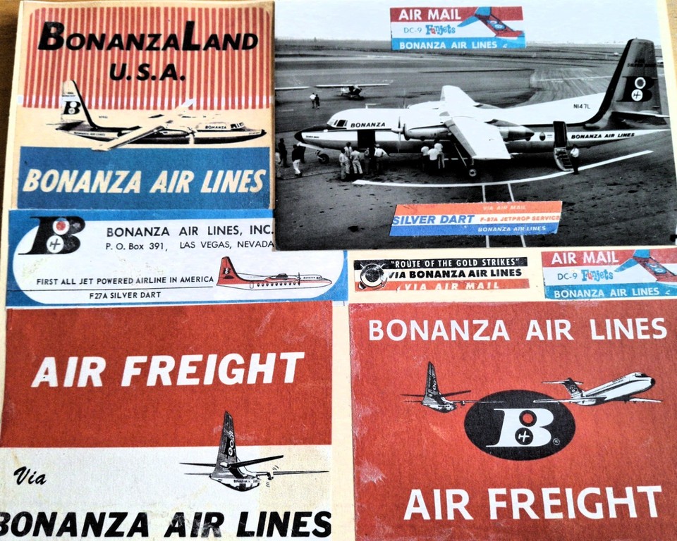 BONANZA AIRLINES Memories Collection F-27 Postcard Air Mail PencI Fit ...