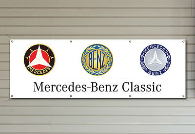 Mercedes BENZ CLASSIC Logo PVC Workshop Garage banner sign waterproof ...