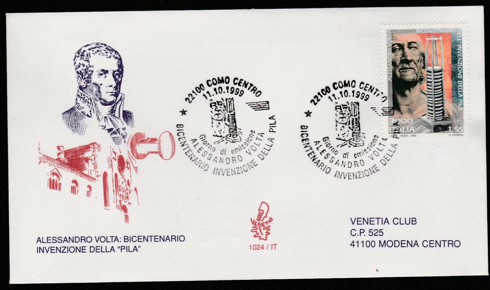 1999 Italy FDC Venetia nr.1024 Bicentenary Invention Of Stack Of A ...
