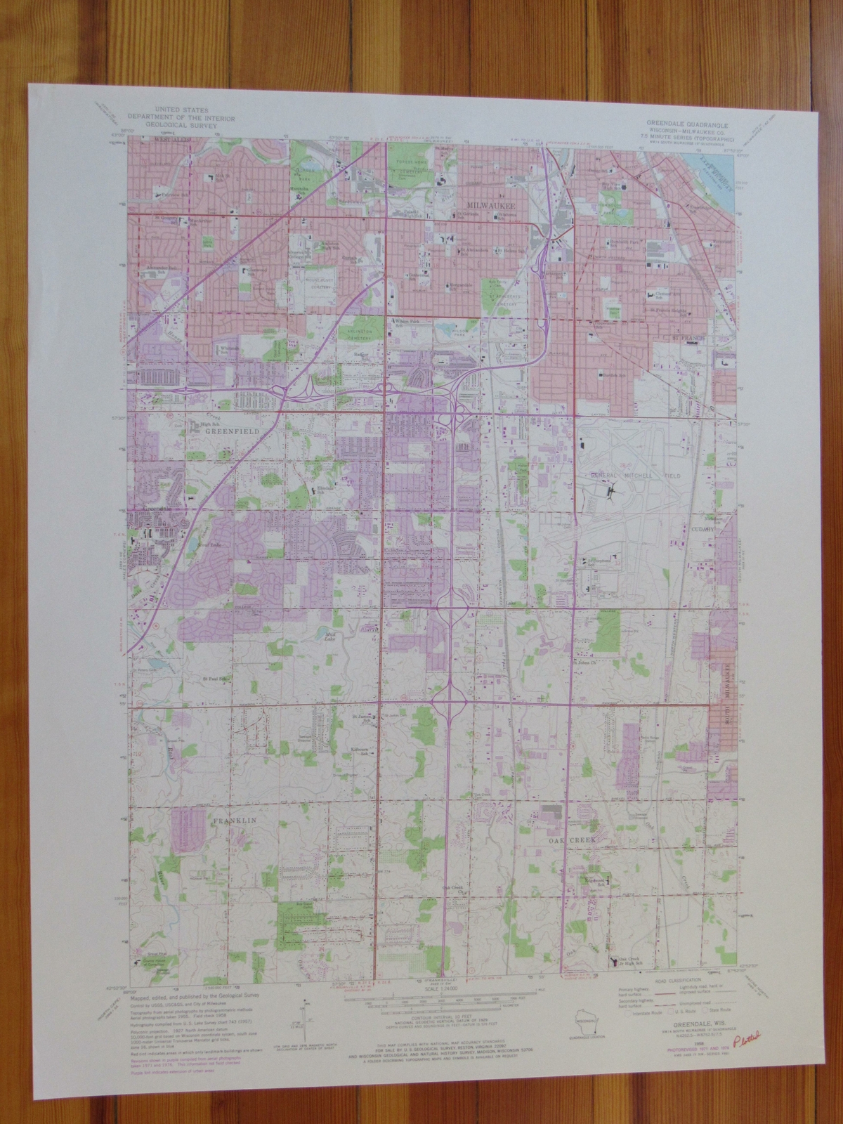 Greendale Wisconsin 1977 Original Vintage USGS Topo Map | eBay
