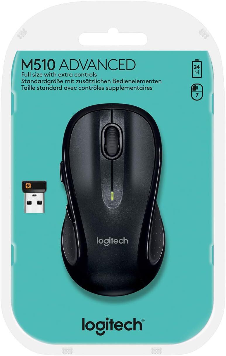 Logitech M510 Advanced Full-size Wireless Mouse with Laser-grade ...