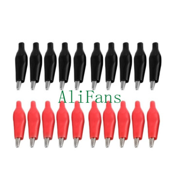 20pcs Black Red Soft Plastic Coated Testing Probe Aligator Clips ...