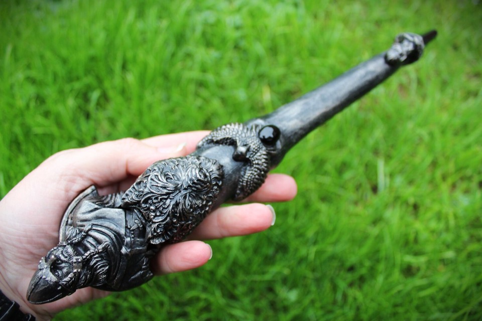 Viking wand wolf ravens magic wand, handmade magic wand. | eBay UK