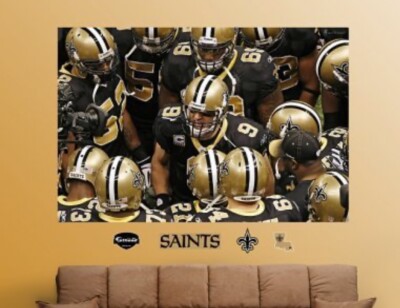 Football Fat Head Saints Huge Wall Mural Huddle In Your Face 6x4 Ft ...