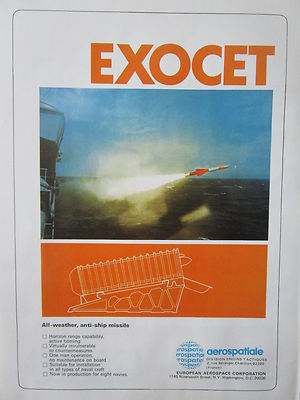 4/1973 PUB AEROSPATIALE ENGIN TACTIQUE MISSILE EXOCET ANTI SHIP MISSILE ...